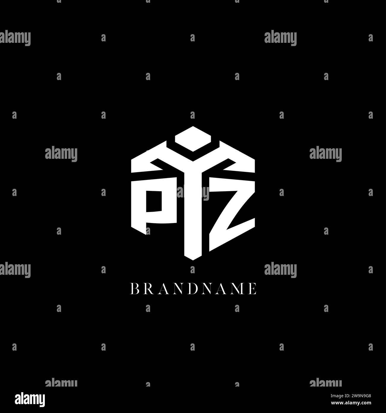 Initial PZ logo hexagon shape geometric style vector graphic Stock ...