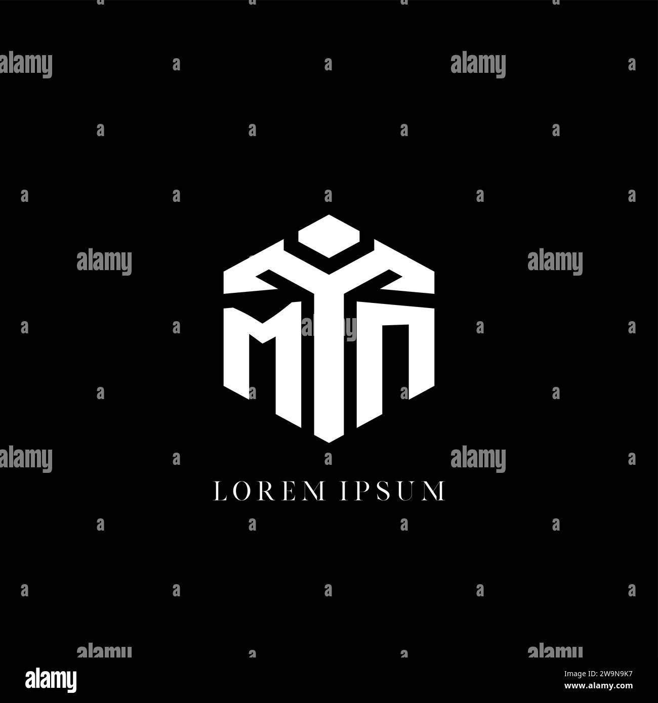 Initial MN logo hexagon shape geometric style vector graphic Stock ...