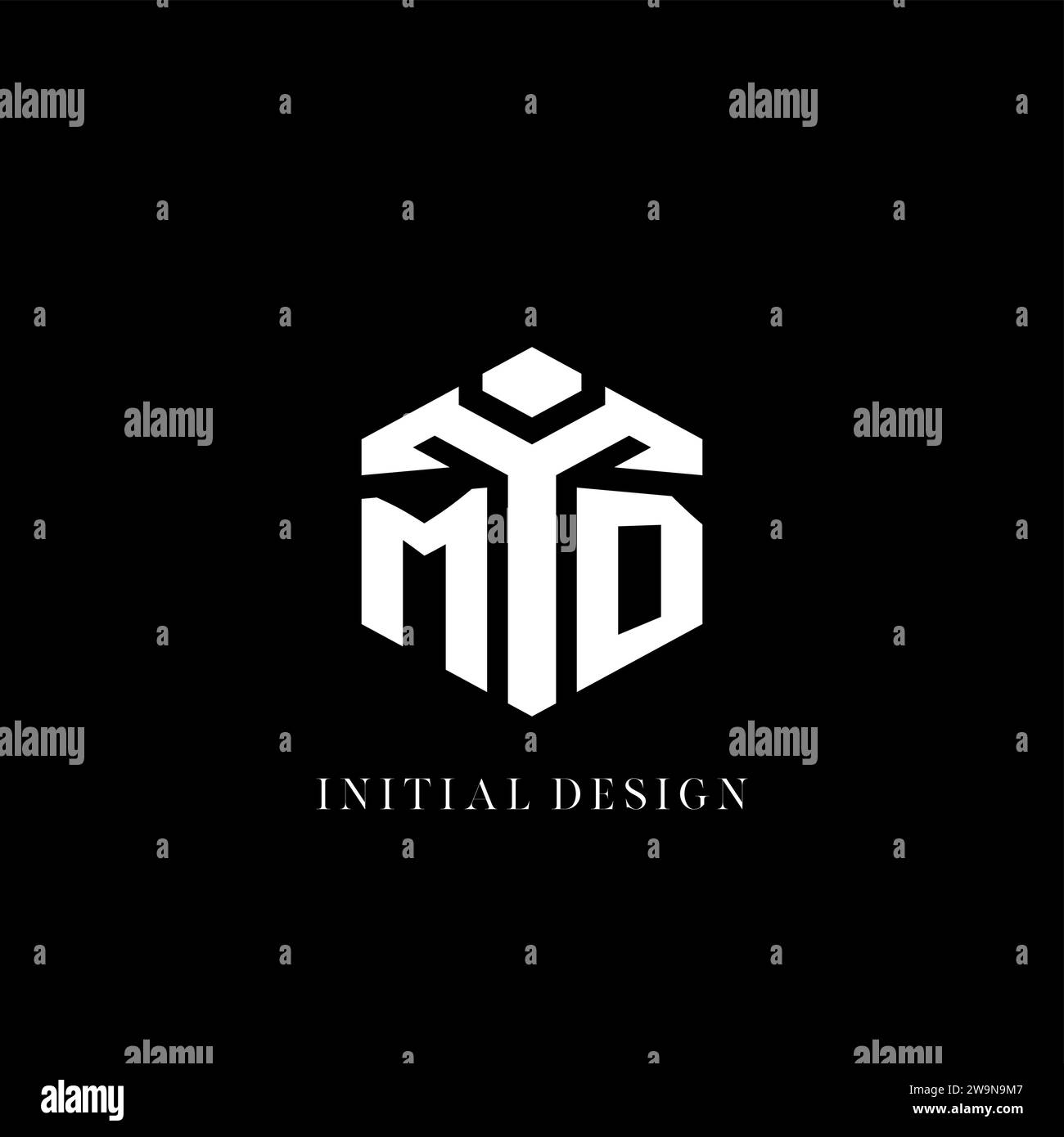 Initial MD logo hexagon shape geometric style vector graphic Stock ...