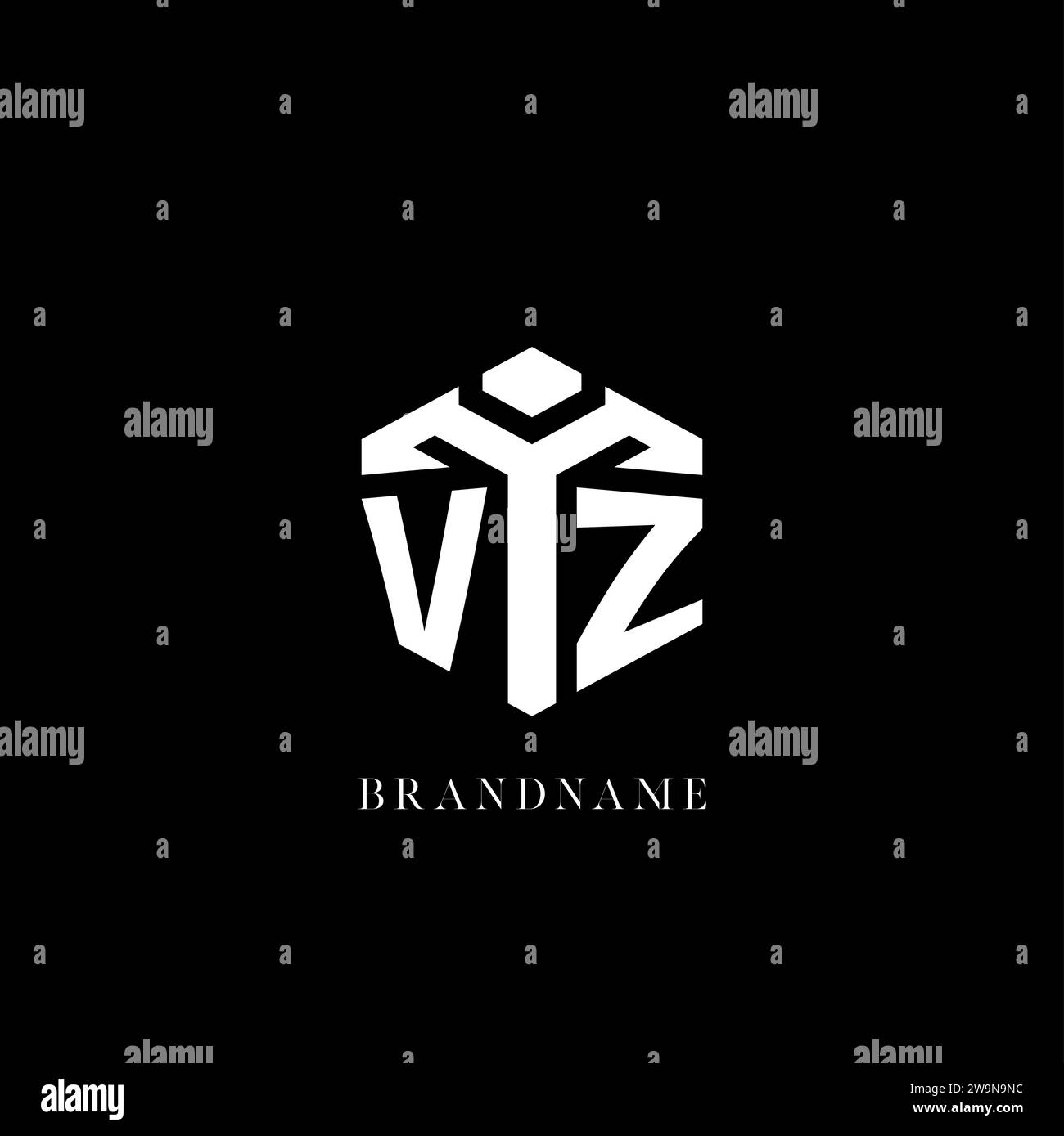 Initial VZ logo hexagon shape geometric style vector graphic Stock ...