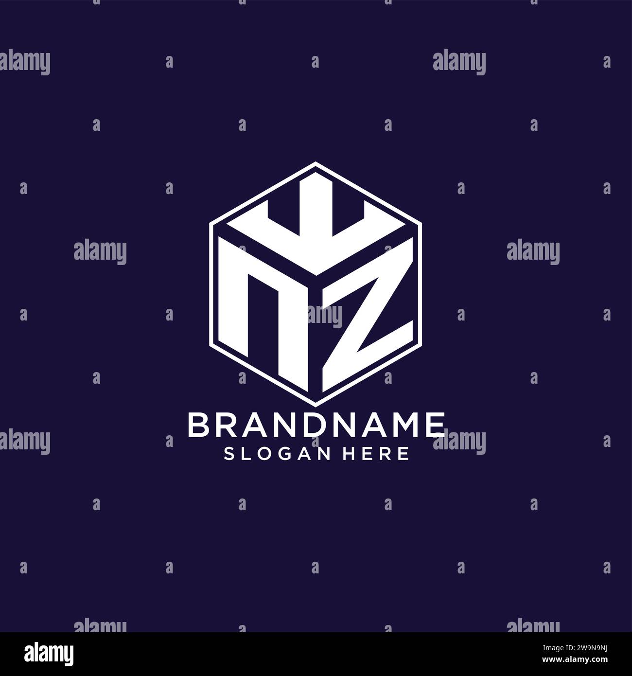 Initials NZ logo hexagon shape, creative geometric logo design concept ...