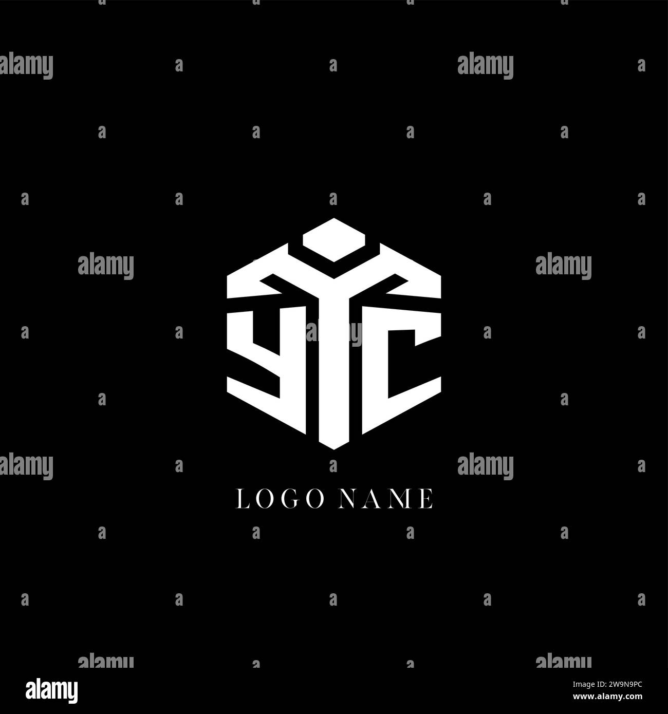 Initial YC logo hexagon shape geometric style vector graphic Stock ...