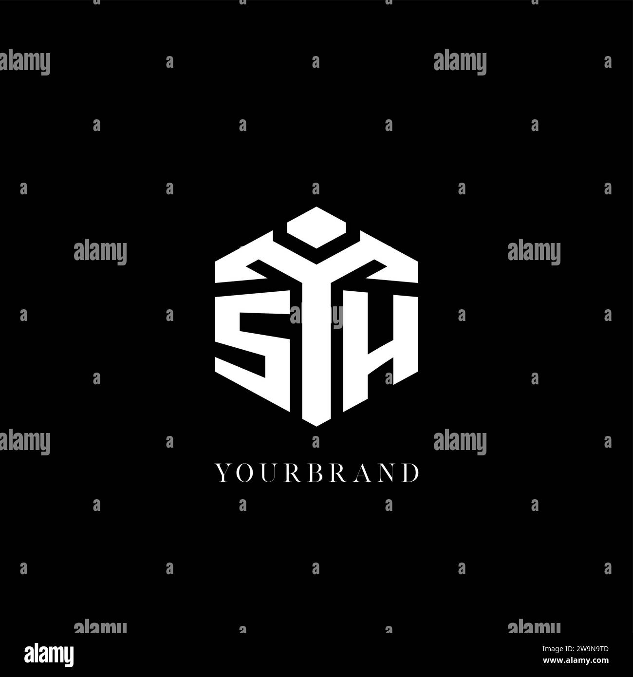 Initial SH logo hexagon shape geometric style vector graphic Stock ...