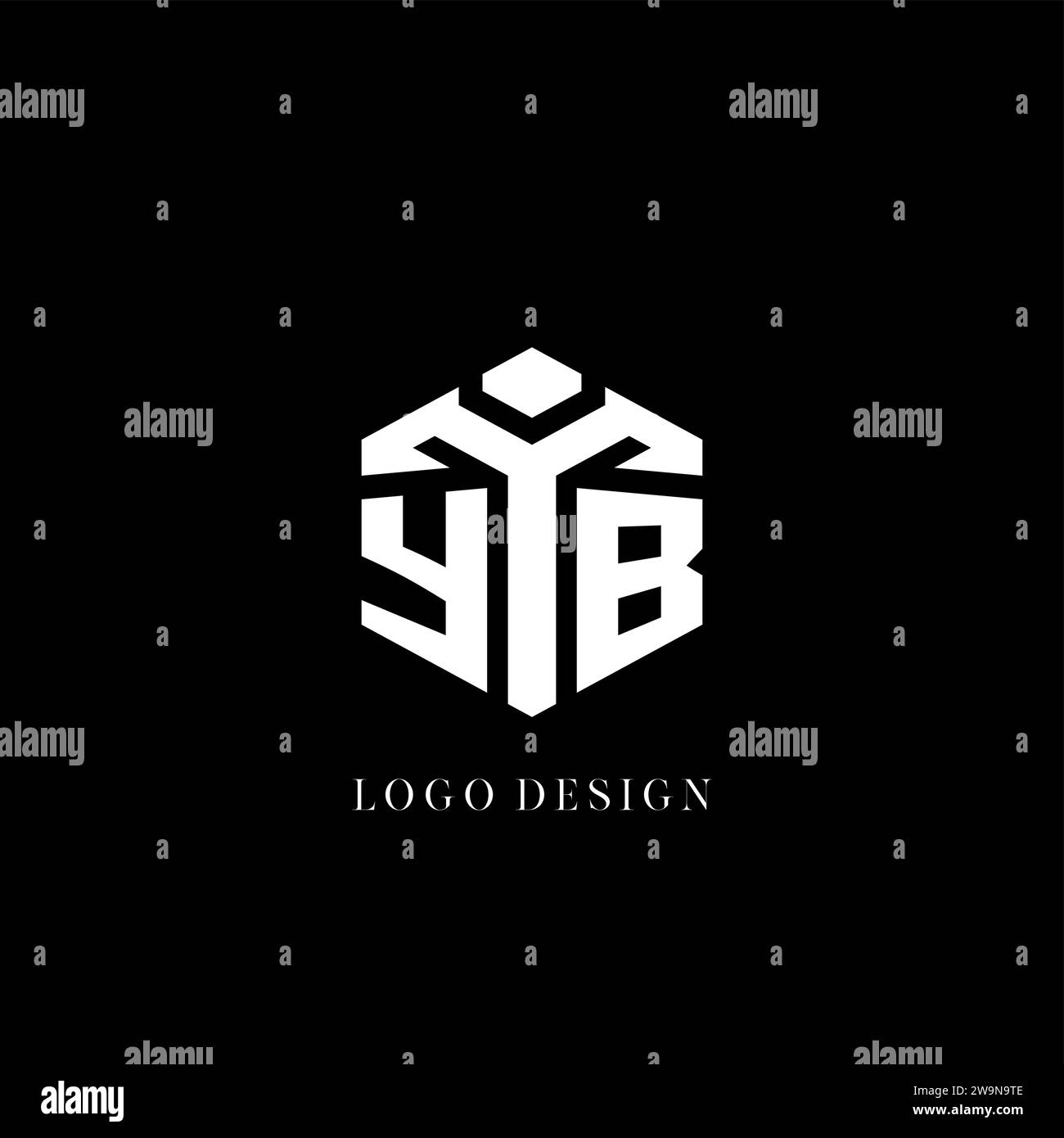 Initial YB logo hexagon shape geometric style vector graphic Stock ...