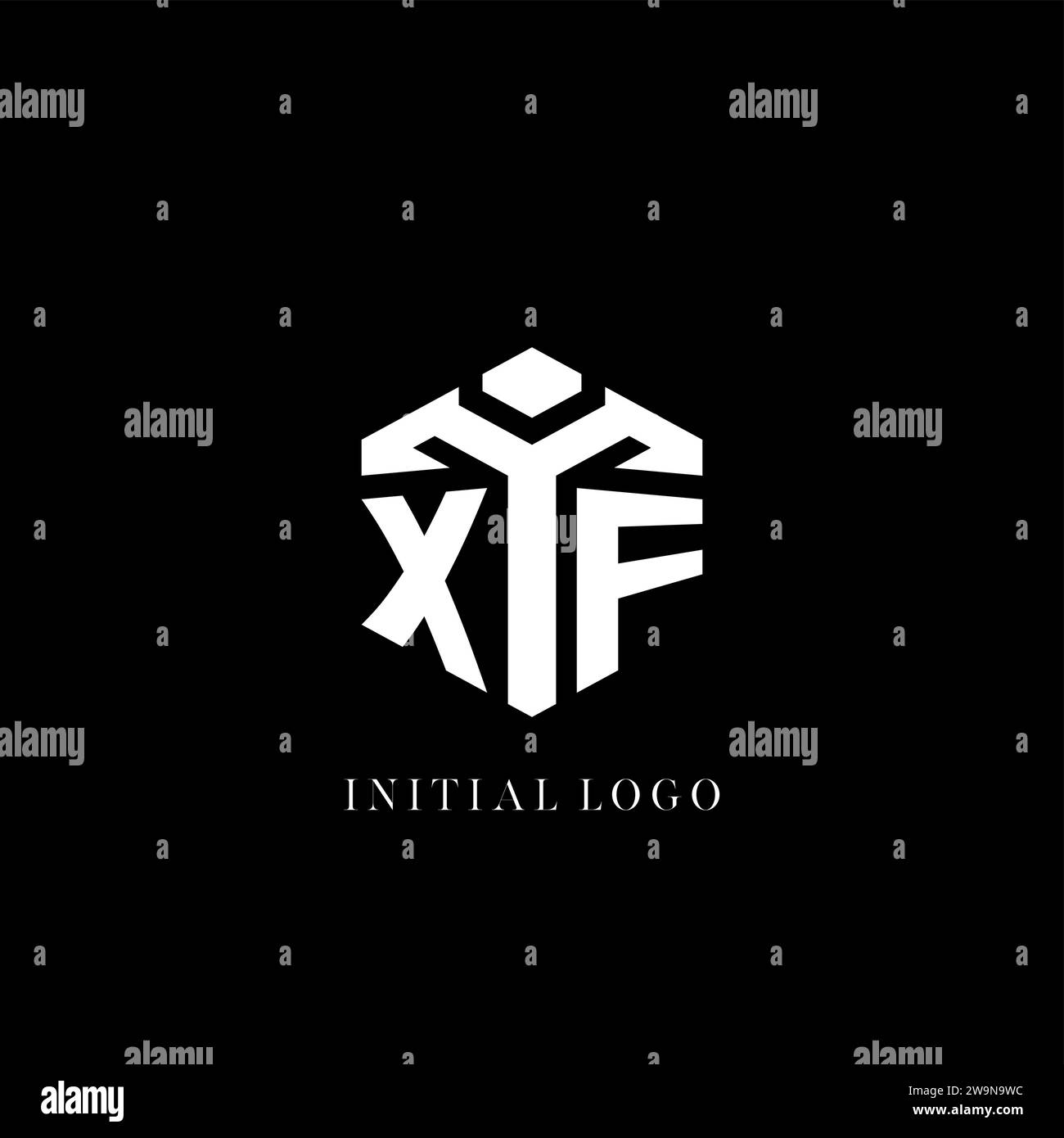 Initial XF logo hexagon shape geometric style vector graphic Stock ...