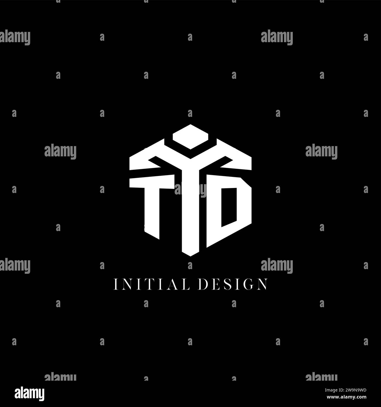 Initial TD logo hexagon shape geometric style vector graphic Stock ...