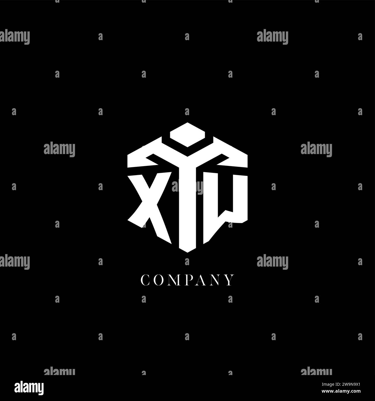 Initial XW logo hexagon shape geometric style vector graphic Stock ...
