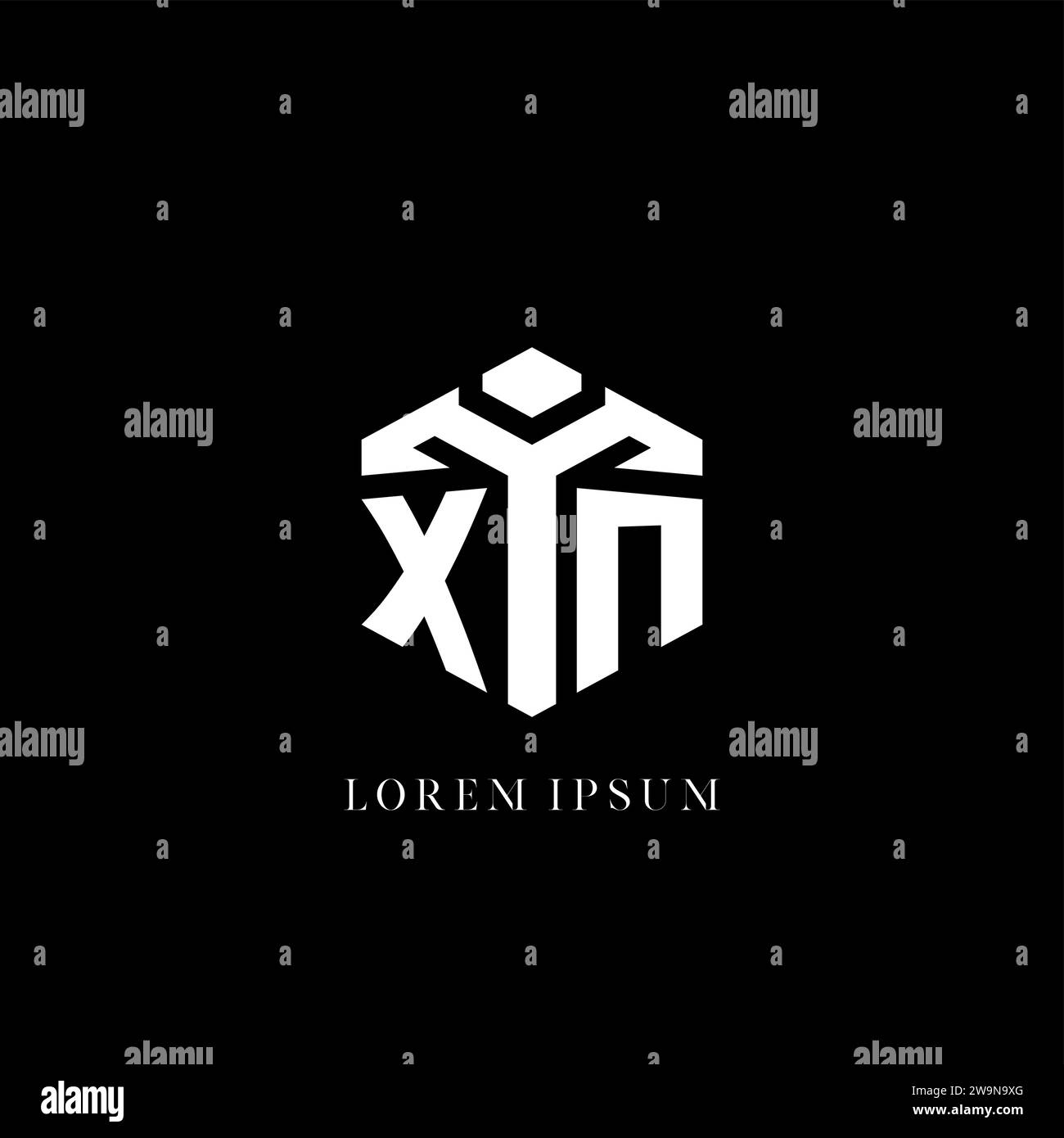 Initial XN logo hexagon shape geometric style vector graphic Stock ...