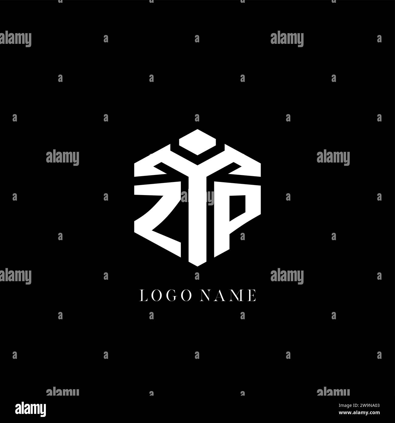Initial ZP logo hexagon shape geometric style vector graphic Stock ...