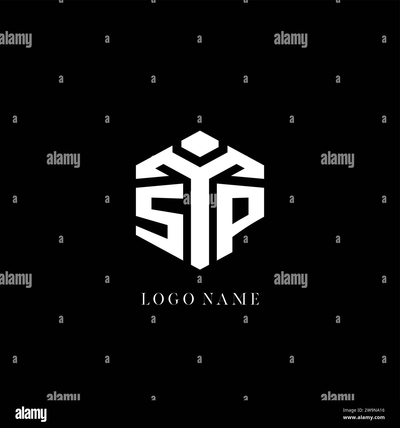 Initial SP logo hexagon shape geometric style vector graphic Stock ...