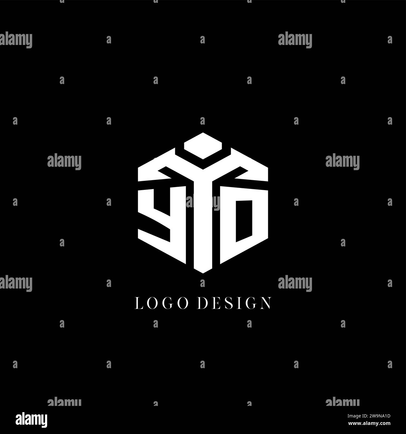 Initial YO logo hexagon shape geometric style vector graphic Stock ...