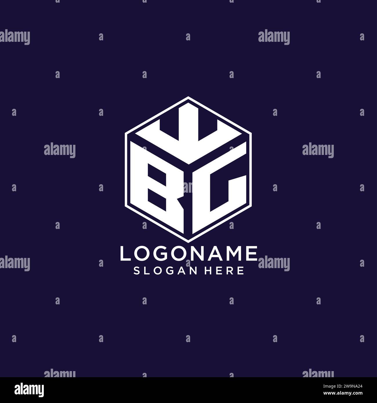 Initials BG logo hexagon shape, creative geometric logo design concept ...