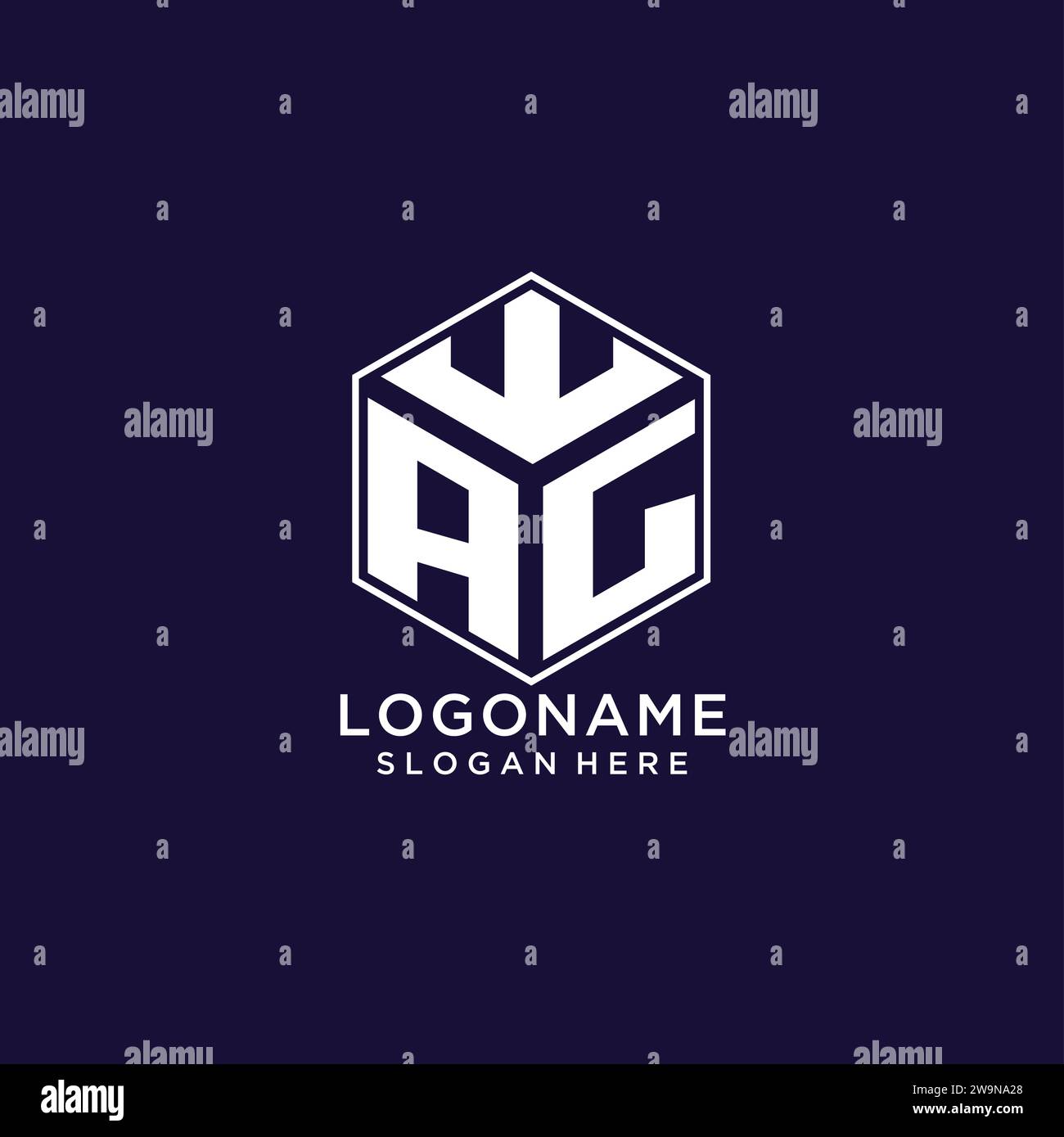Initials AG logo hexagon shape, creative geometric logo design concept ...