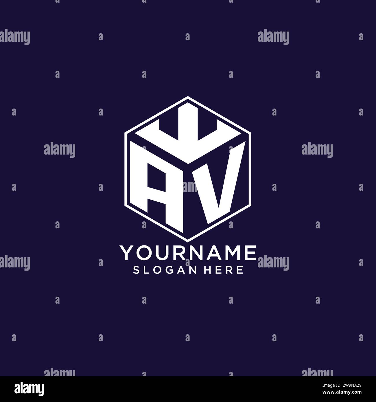 Initials AV logo hexagon shape, creative geometric logo design concept ...