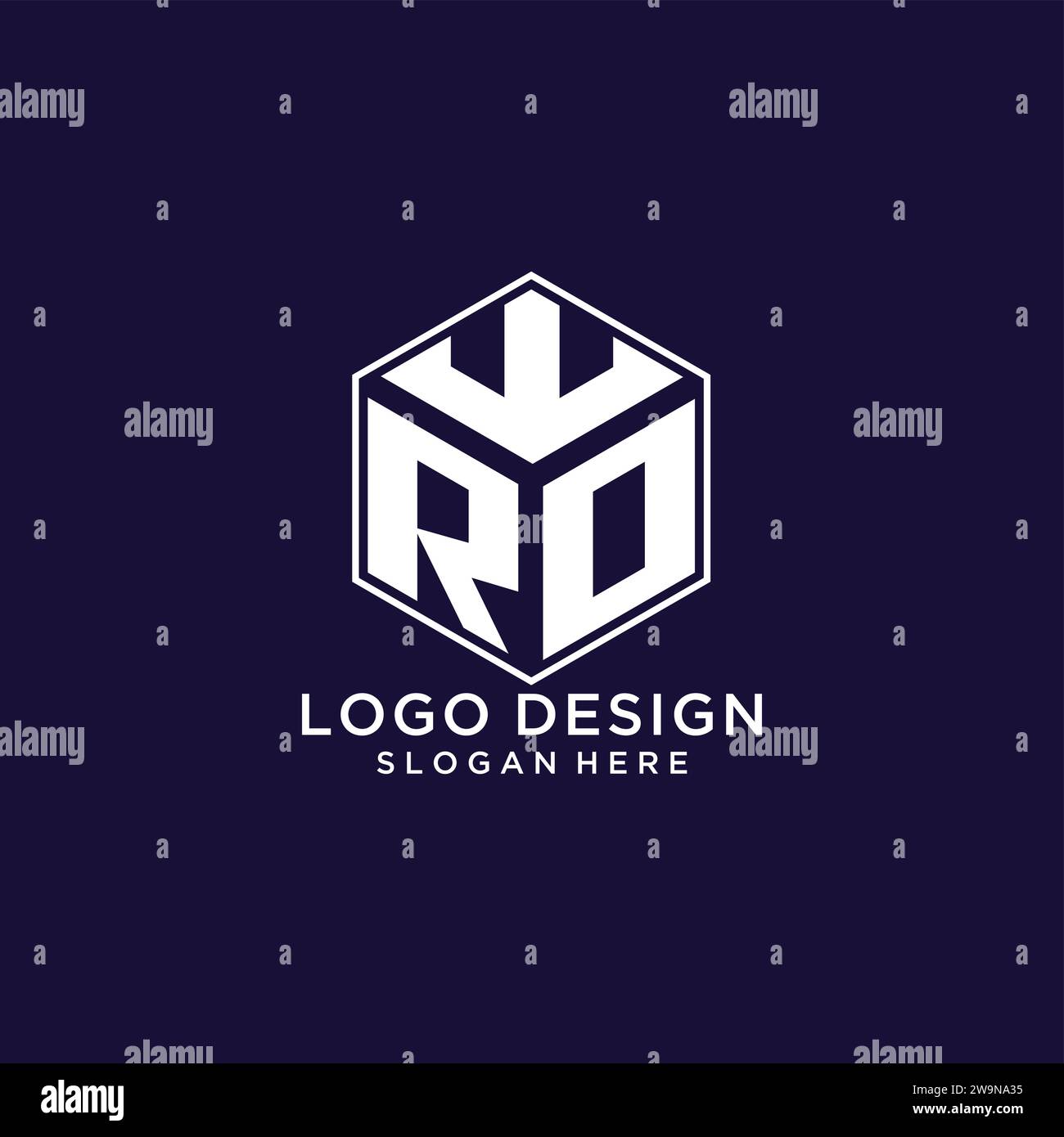 Initials RO logo hexagon shape, creative geometric logo design concept ...