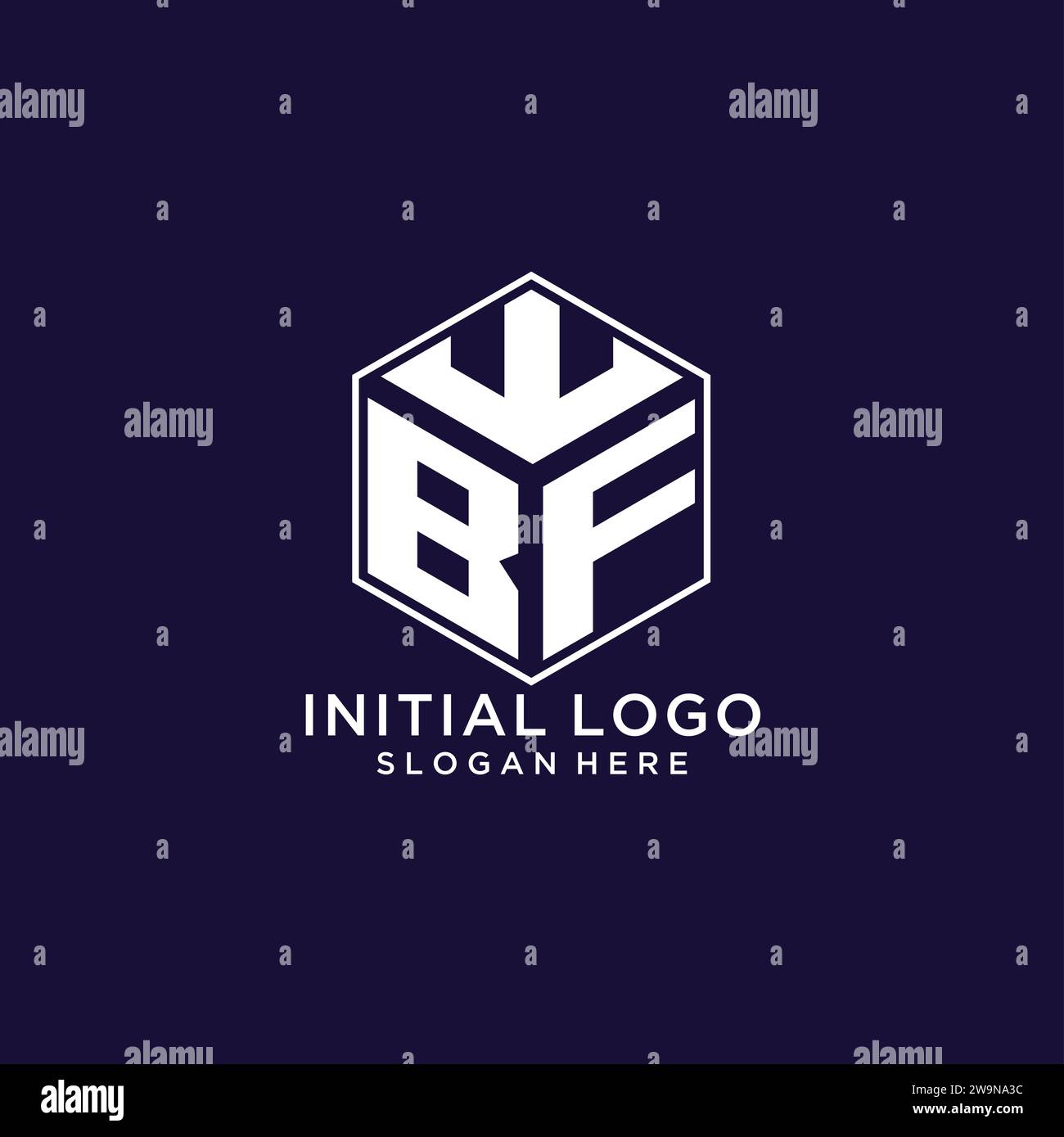 Initials BF logo hexagon shape, creative geometric logo design concept ...