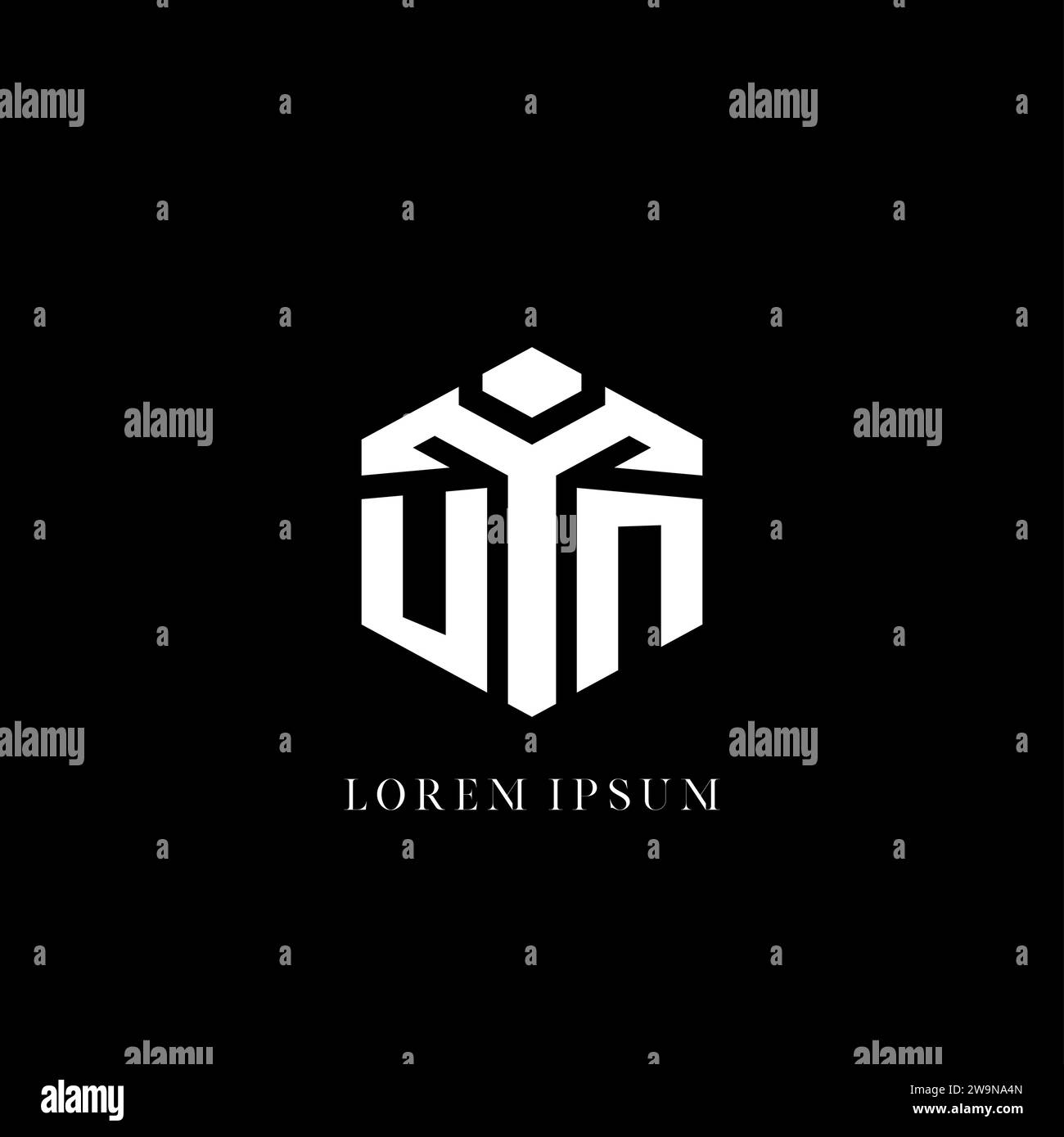 Initial UN logo hexagon shape geometric style vector graphic Stock ...