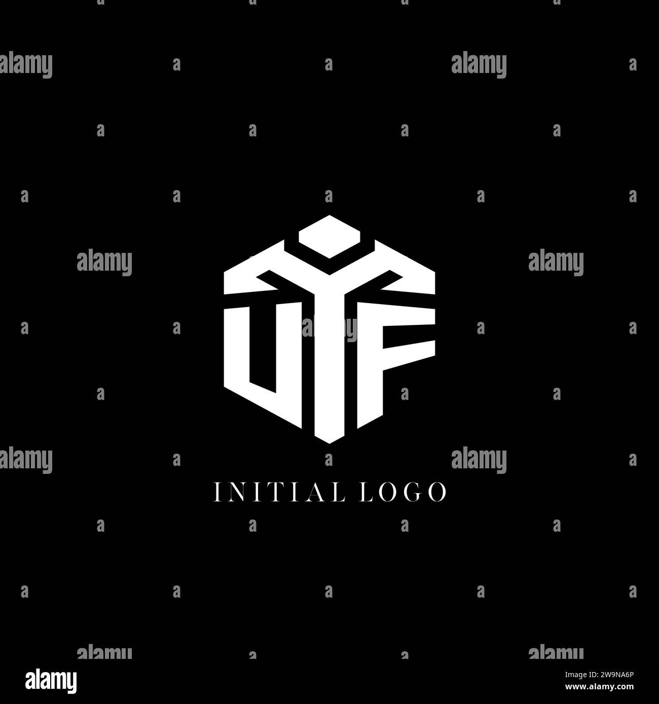 Initial UF logo hexagon shape geometric style vector graphic Stock ...
