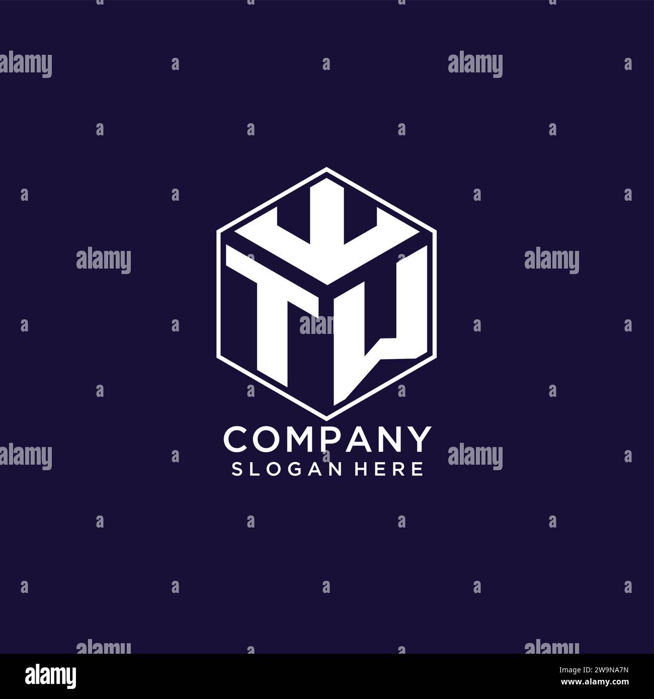 Initials TW logo hexagon shape, creative geometric logo design concept ...