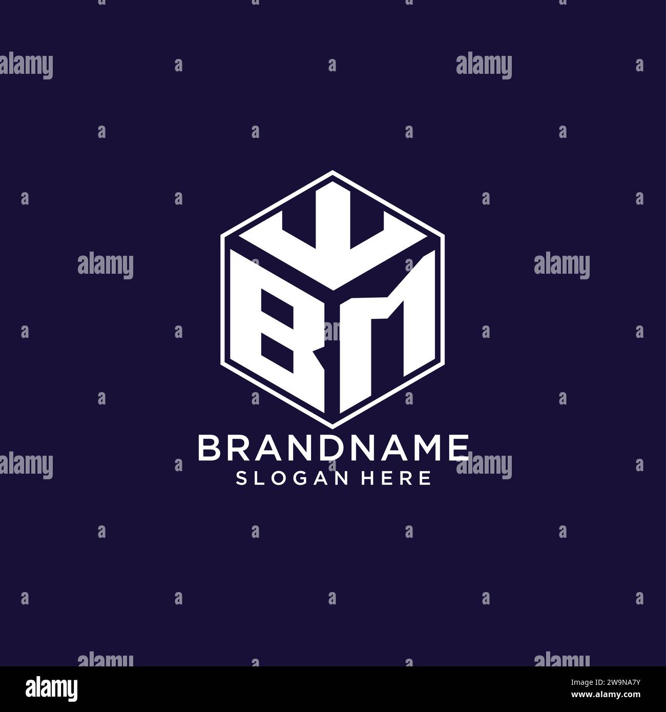 Initials BM logo hexagon shape, creative geometric logo design concept ...