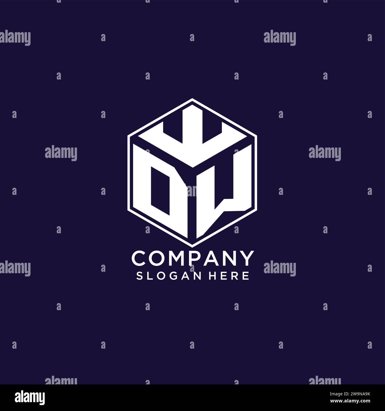 Initials DW logo hexagon shape, creative geometric logo design concept ...