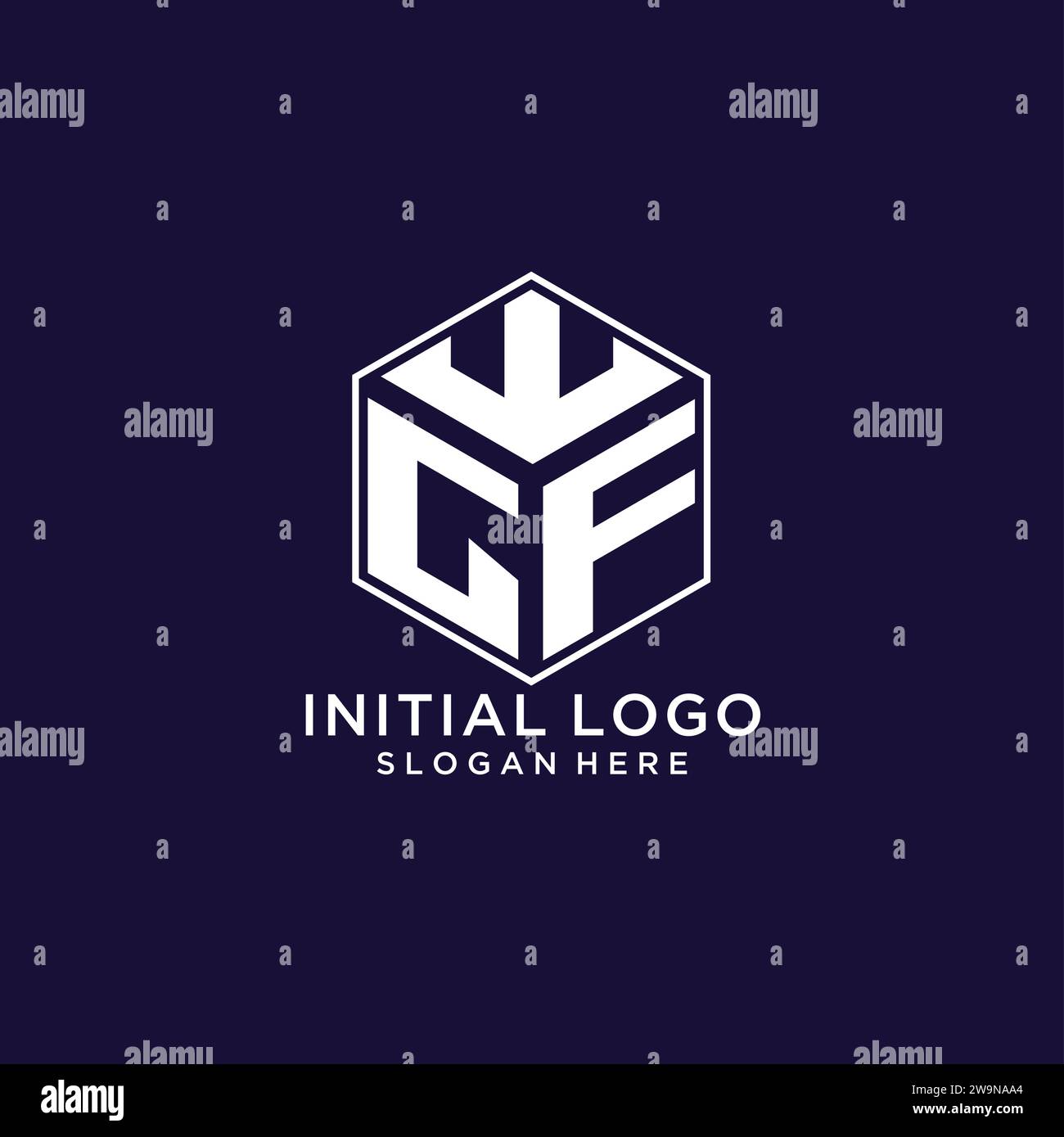 Initials GF logo hexagon shape, creative geometric logo design concept ...