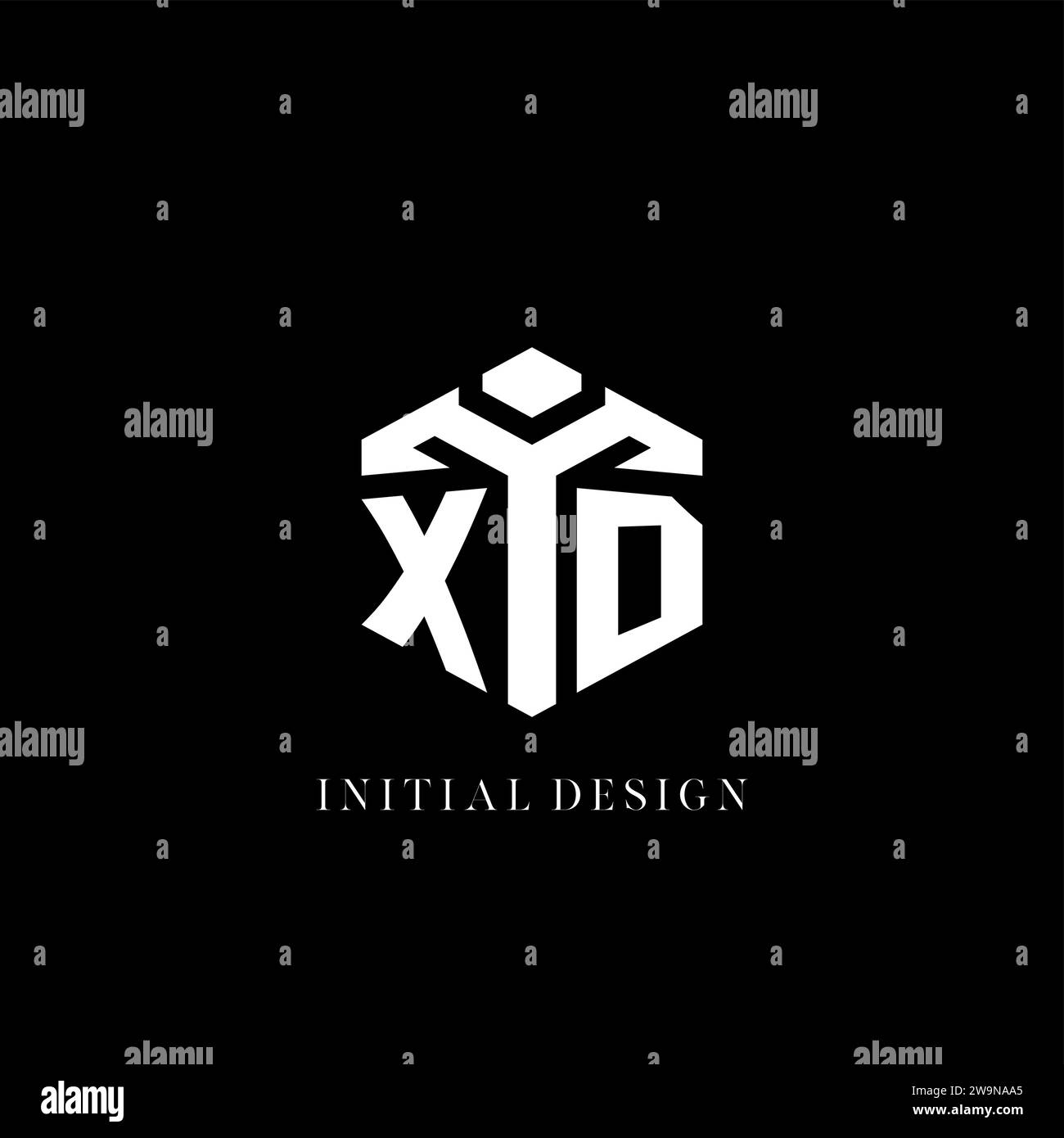 Initial Xd Logo Hexagon Shape Geometric Style Vector Graphic Stock