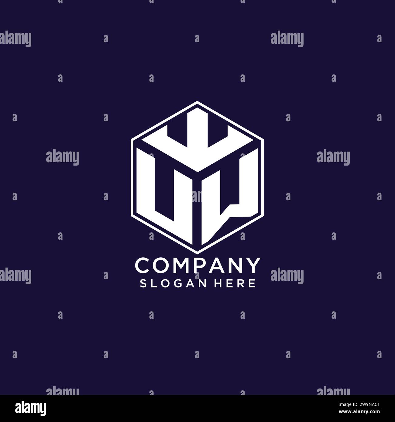 Initials UW logo hexagon shape, creative geometric logo design concept ...