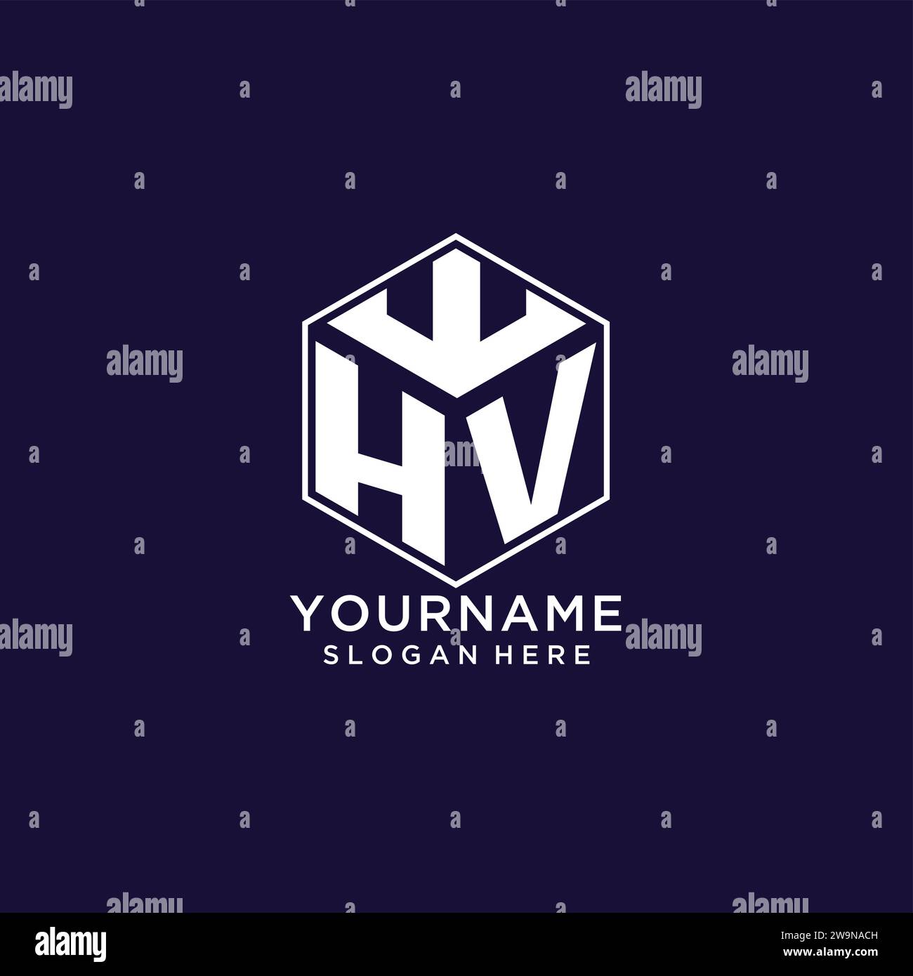Initials HV logo hexagon shape, creative geometric logo design concept vector graphic Stock ...