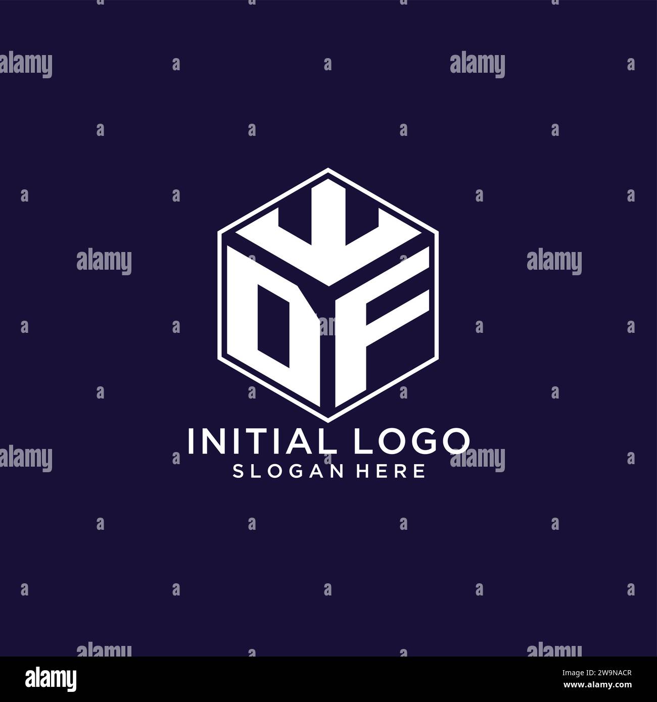 Initials DF logo hexagon shape, creative geometric logo design concept ...