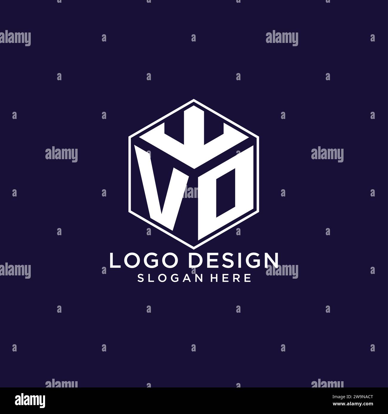 Initials VO logo hexagon shape, creative geometric logo design concept ...