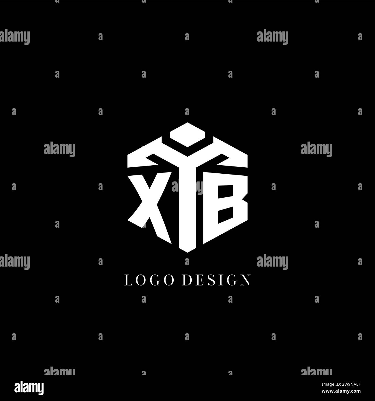 Initial XB logo hexagon shape geometric style vector graphic Stock ...