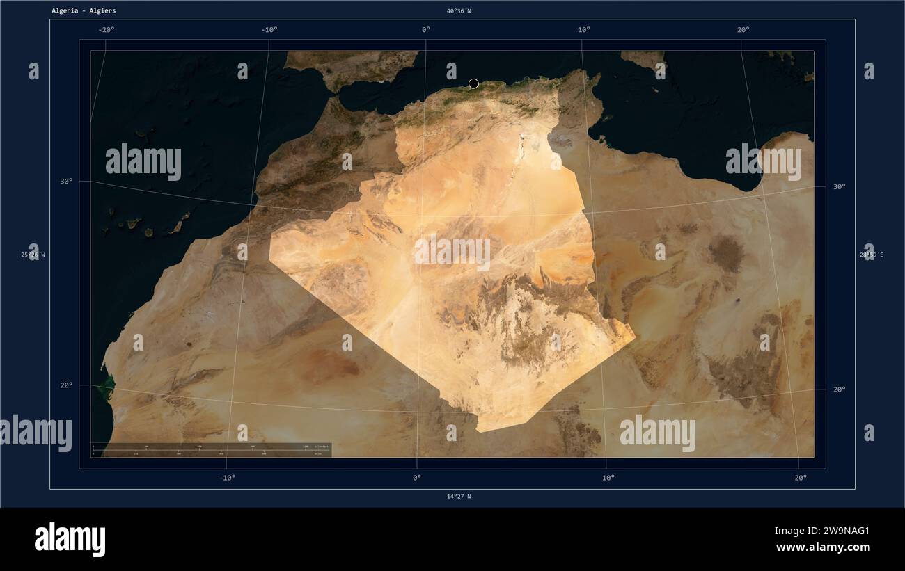 Algeria highlighted on a low resolution satellite map map with the ...