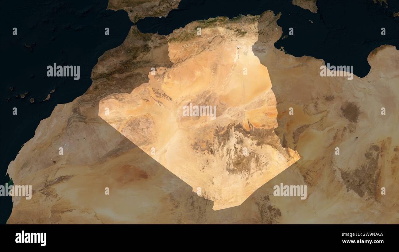 Algeria highlighted on a low resolution satellite map Stock Photo - Alamy
