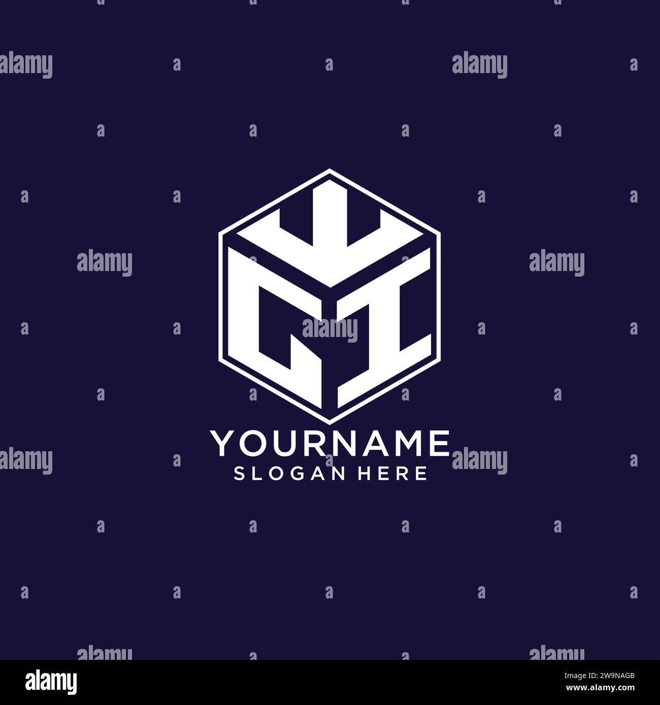 Initials GI logo hexagon shape, creative geometric logo design concept ...