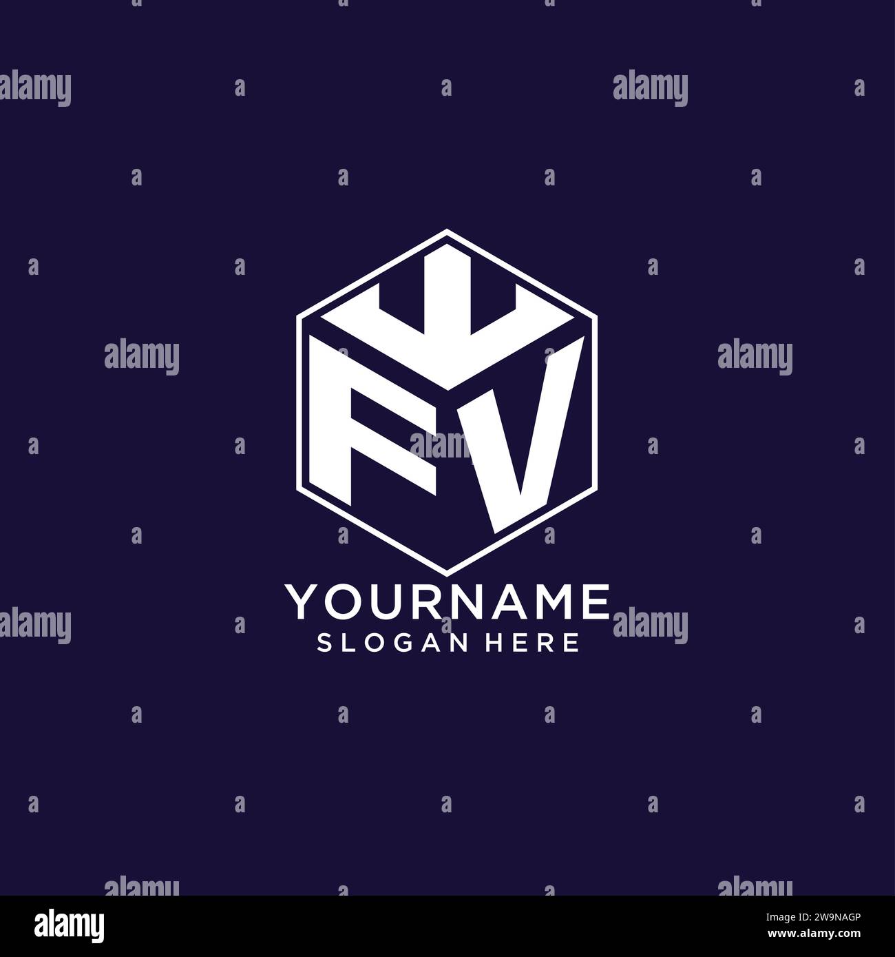 Initials FV logo hexagon shape, creative geometric logo design concept ...
