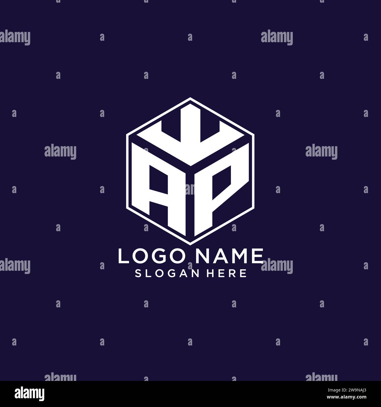 Initials AP logo hexagon shape, creative geometric logo design concept ...
