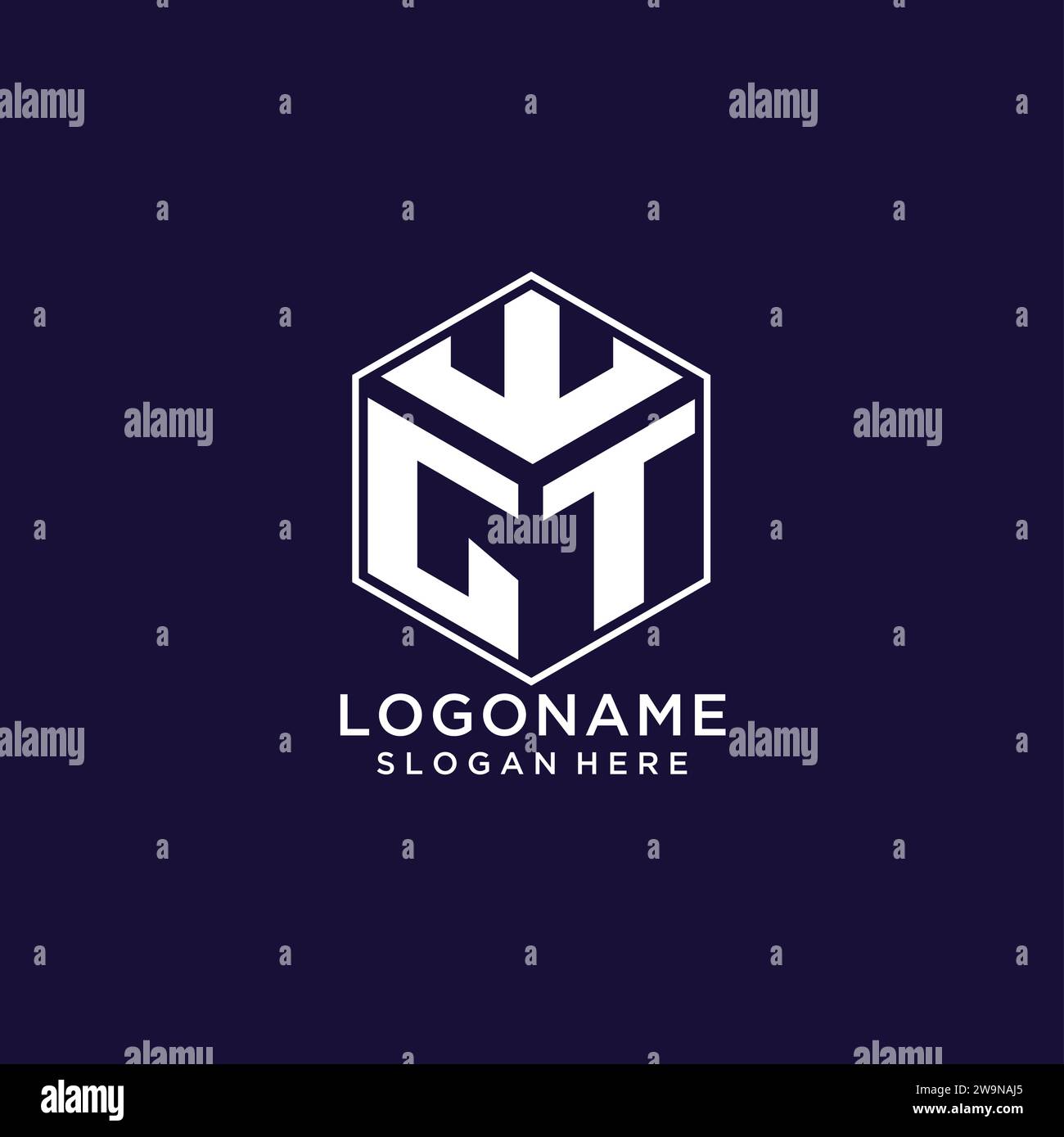 Initials GT logo hexagon shape, creative geometric logo design concept ...