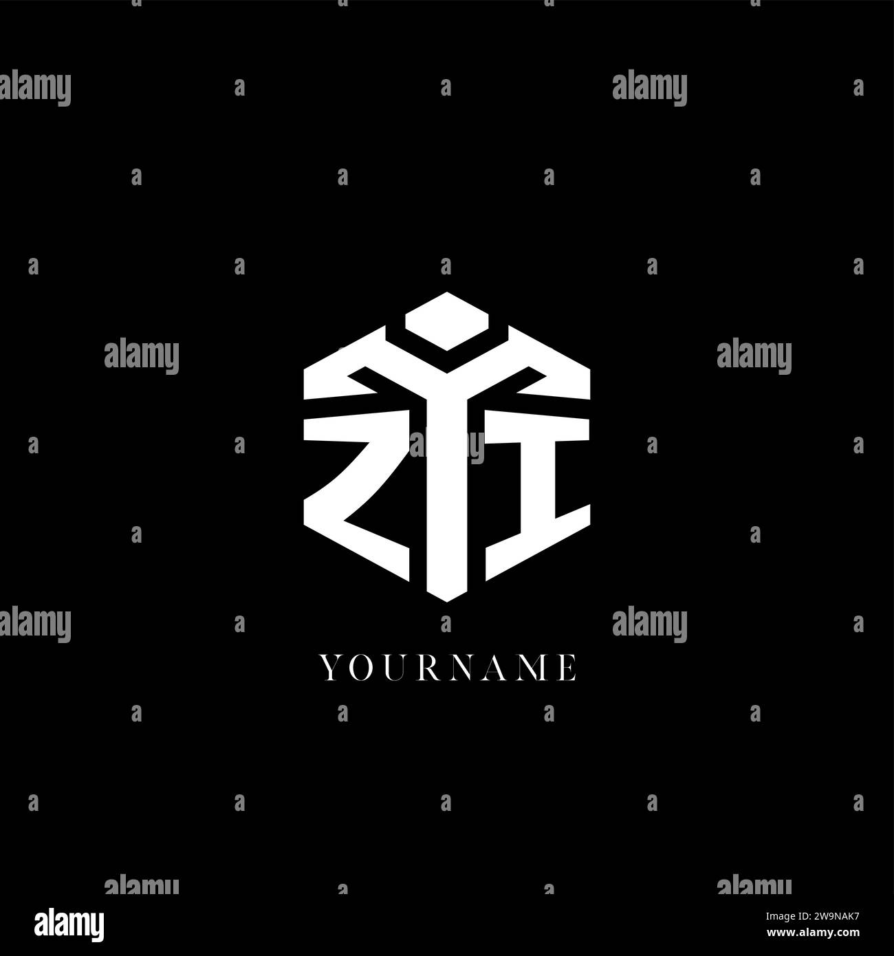 Initial ZI logo hexagon shape geometric style vector graphic Stock ...