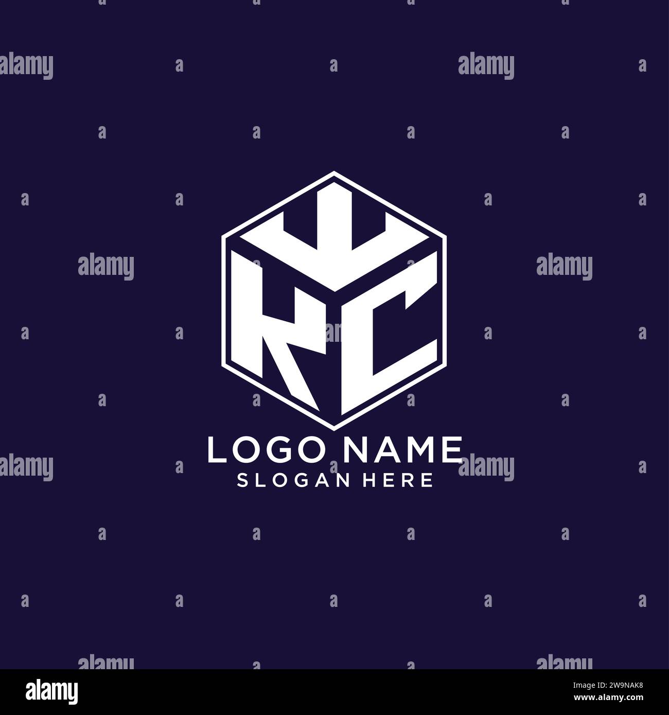 Initials KC logo hexagon shape, creative geometric logo design concept ...
