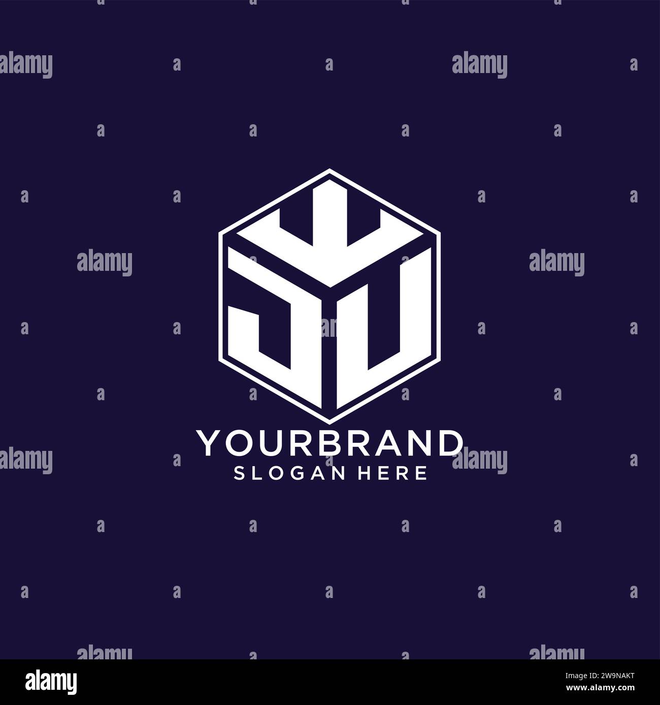 Initials JU logo hexagon shape, creative geometric logo design concept ...