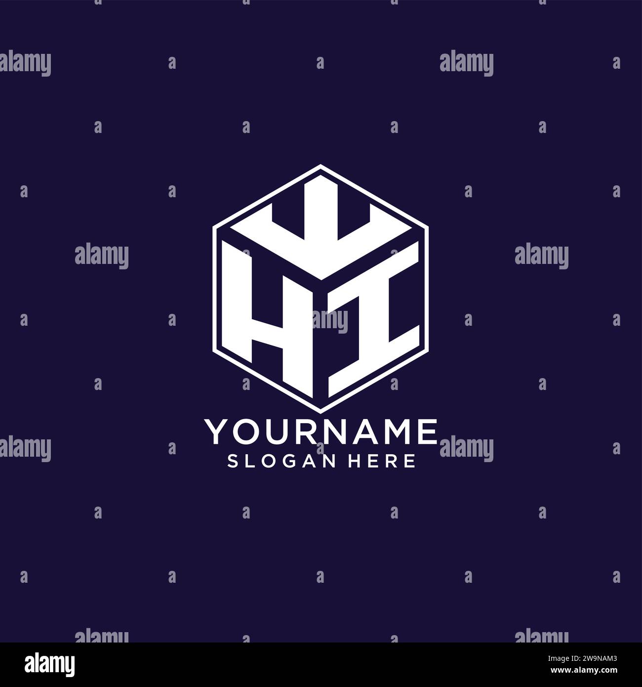 Initials HI logo hexagon shape, creative geometric logo design concept ...