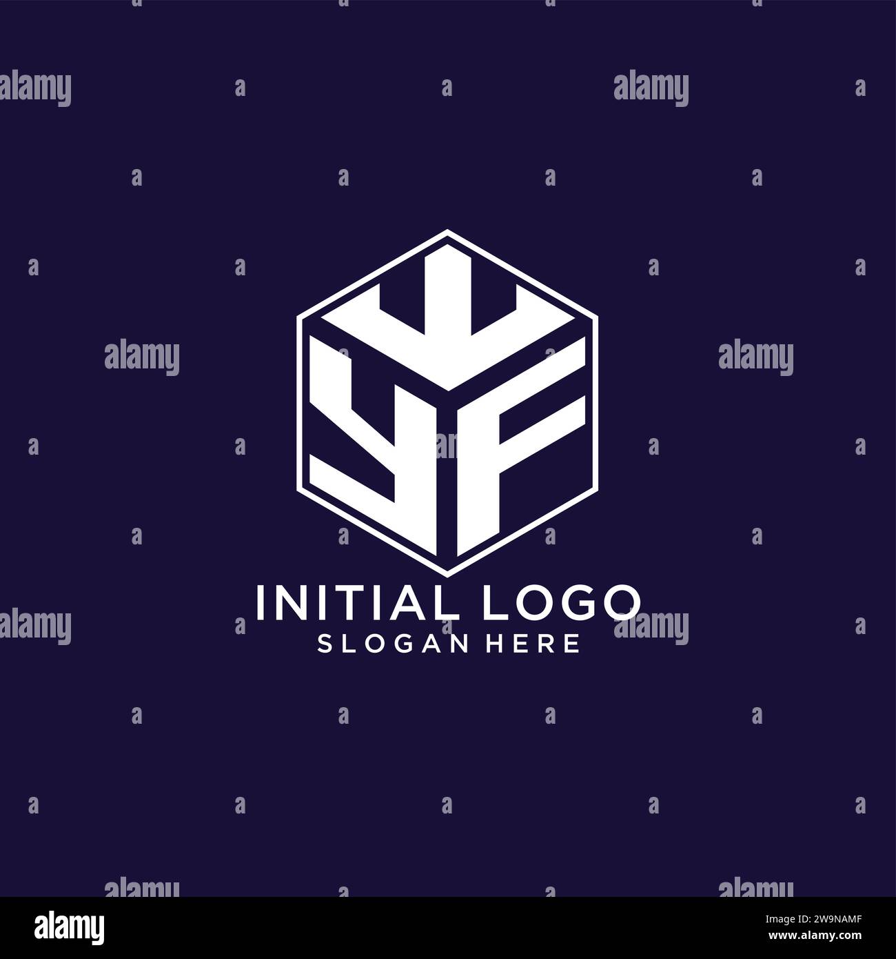 Initials YF logo hexagon shape, creative geometric logo design concept ...