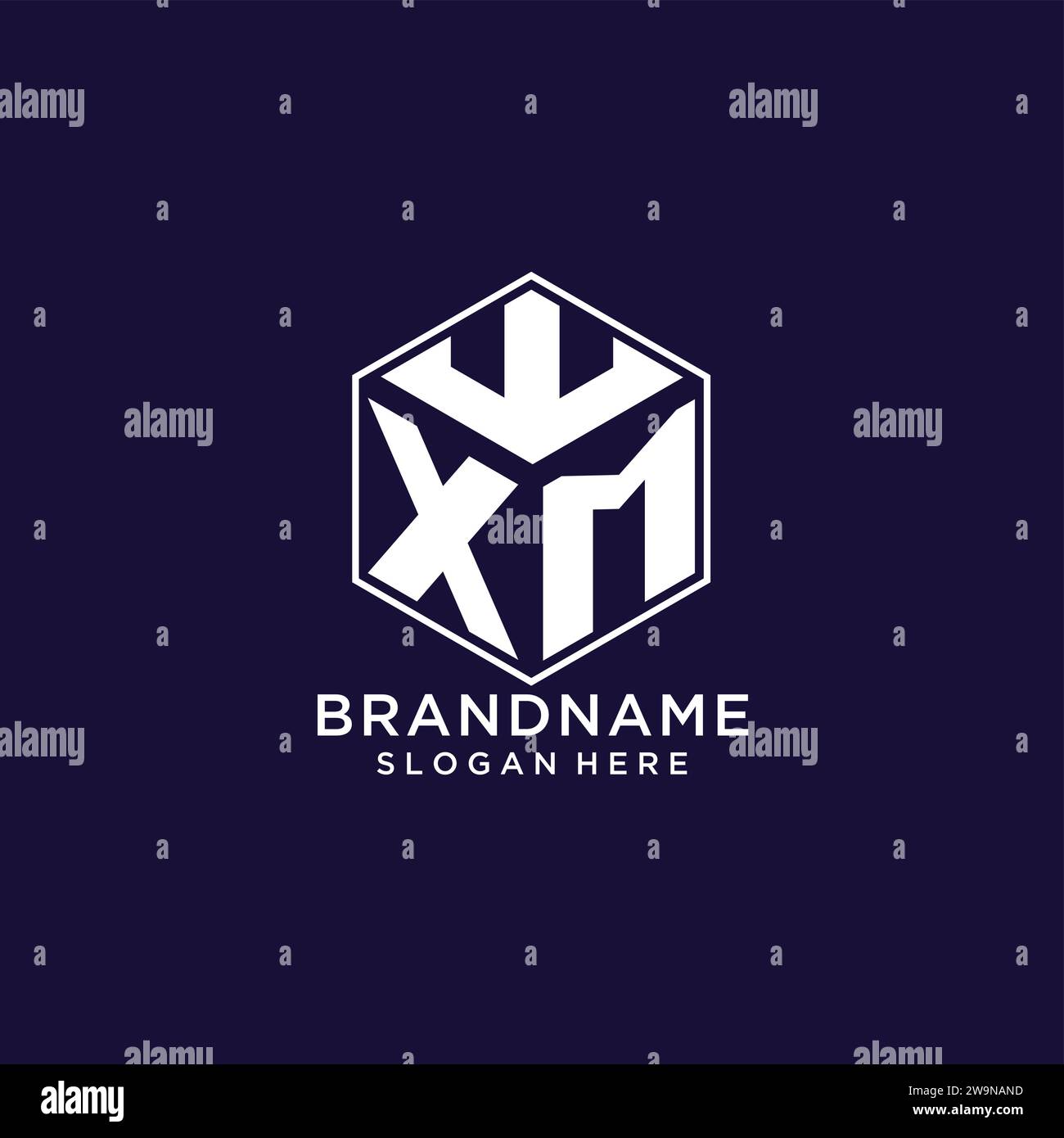 Initials XM logo hexagon shape, creative geometric logo design concept ...