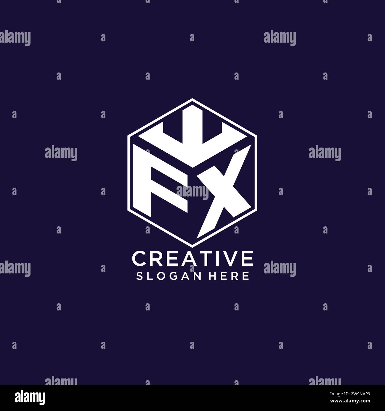 Initials FX logo hexagon shape, creative geometric logo design concept vector graphic Stock ...