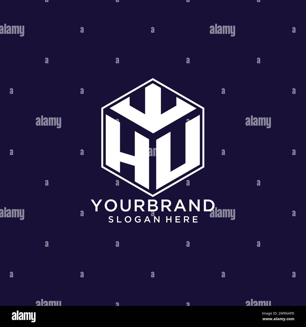 Initials HU logo hexagon shape, creative geometric logo design concept ...