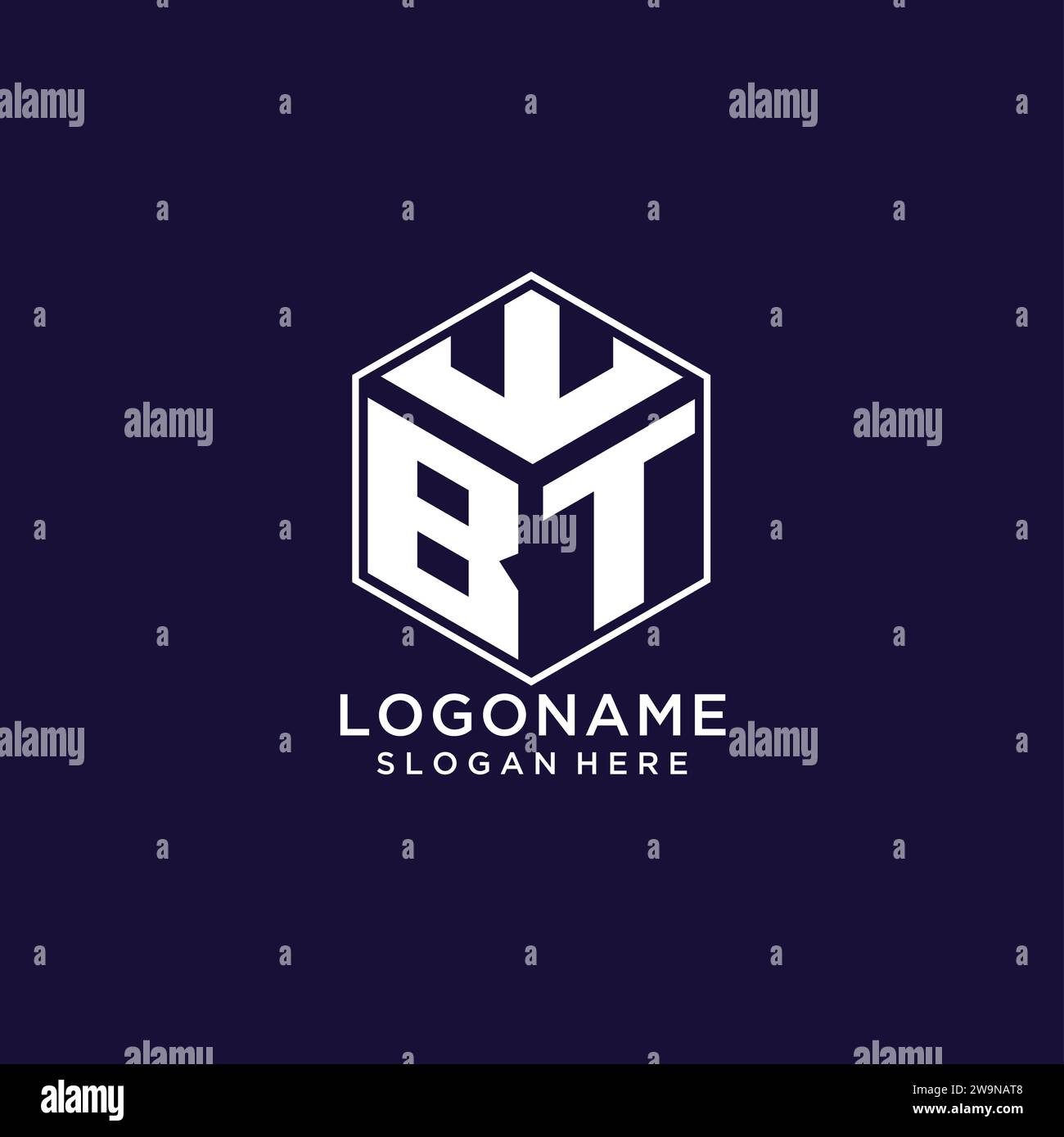 Initials BT logo hexagon shape, creative geometric logo design concept ...