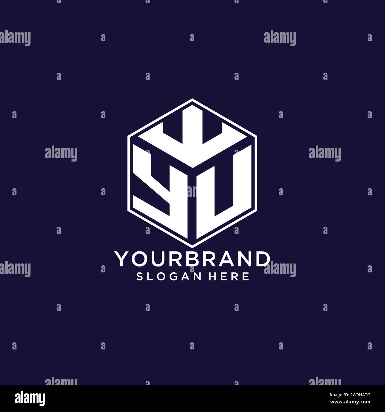 Initials YU logo hexagon shape, creative geometric logo design concept ...