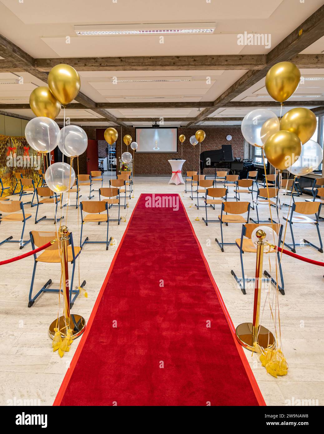 German Abitur Graduation party room decoration with Balloons and Award ...