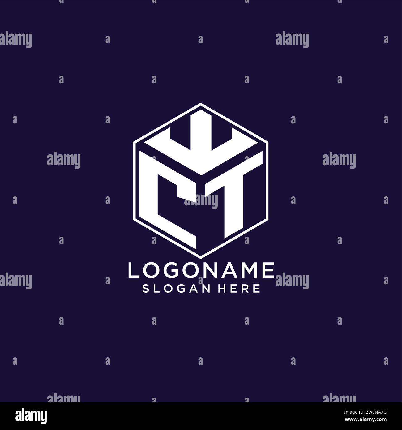 Initials CT logo hexagon shape, creative geometric logo design concept ...